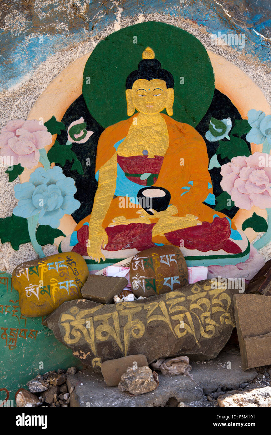 India, Himachal Pradesh, Spiti Valley, Key Monastery, painted rock ...