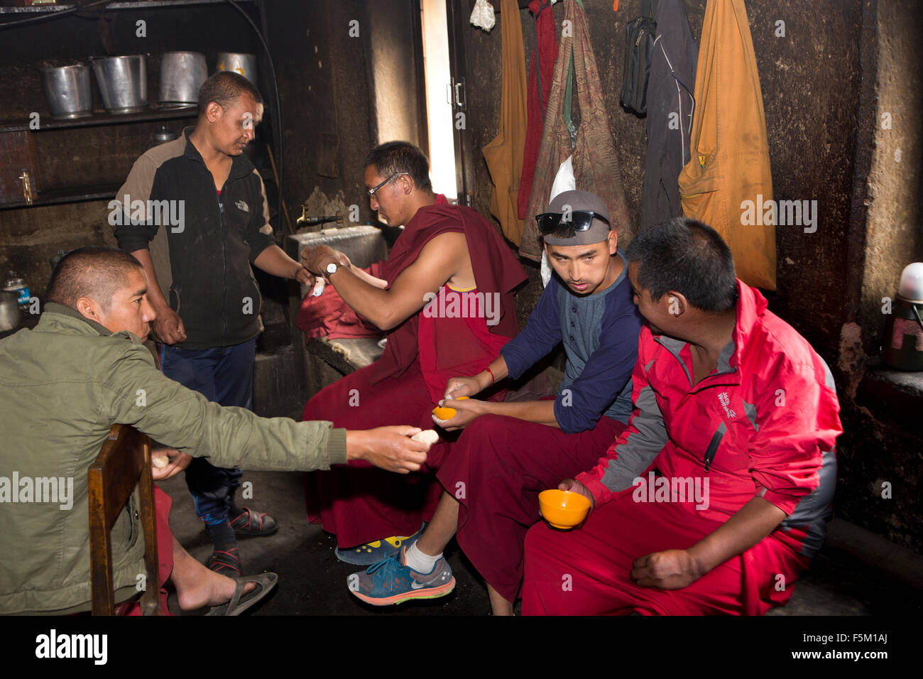 India, Himachal Pradesh, Spiti Valley, Key Monastery kitchen, monks ...