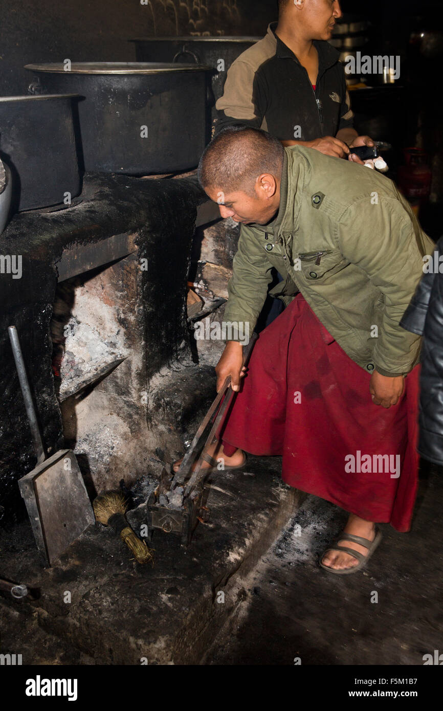 India, Himachal Pradesh, Spiti Valley, Key Monastery kitchen, monk ...