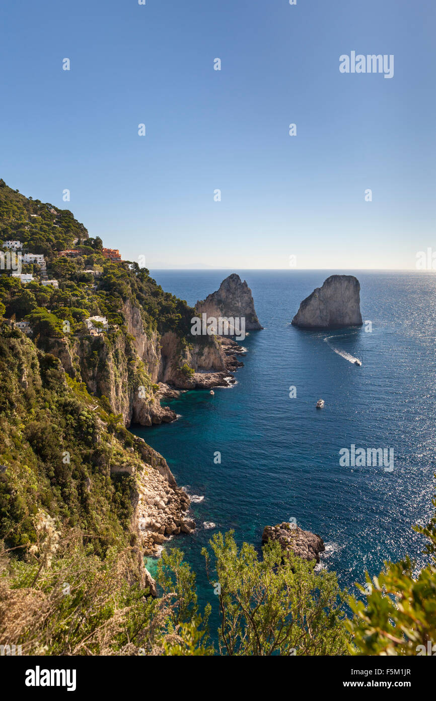 Faraglioni rock formations on the Southern Coast of the Island of Capri ...