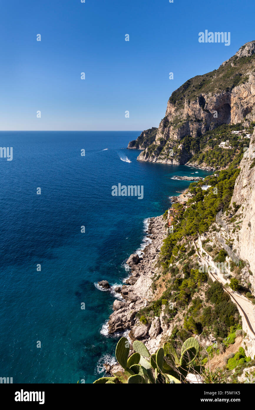 View down Via Krupp and Marina Piccola on the Island of Capri, Italy ...