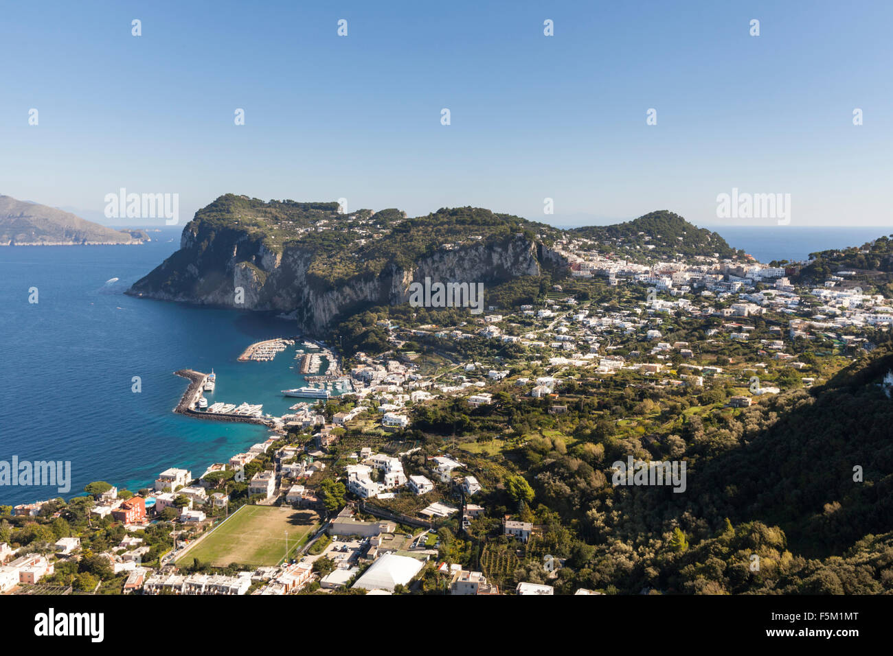 Capri Island, Italy - View across the island to the main harbour ...