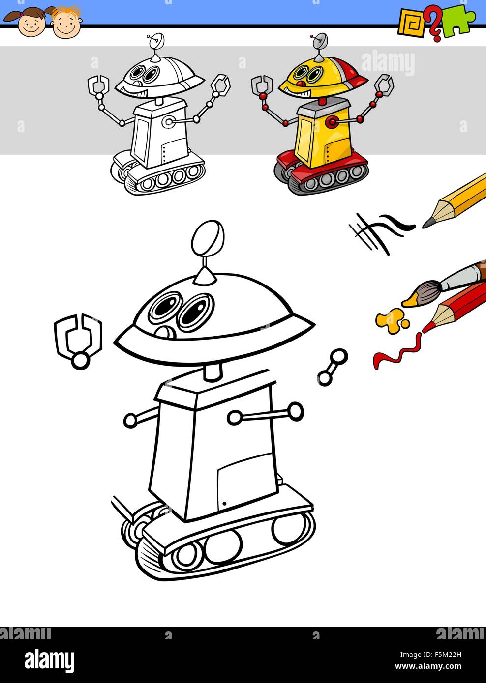 Cartoon Illustration of Finishing and Coloring Educational Task for ...