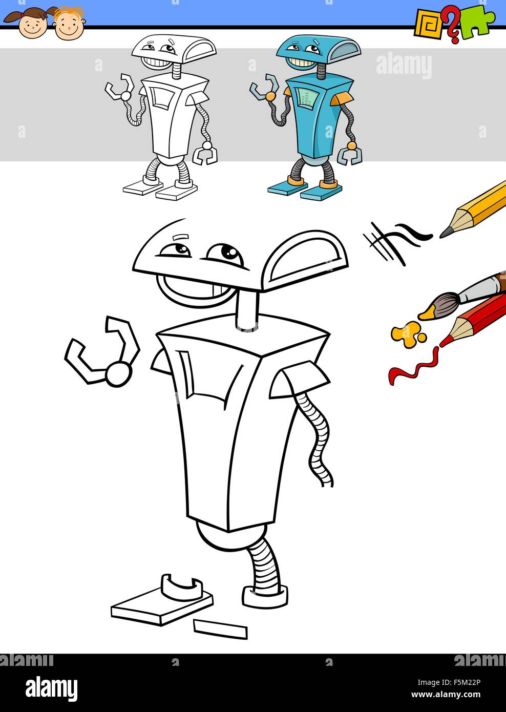 Cartoon Illustration of Drawing and Coloring Educational Task for ...