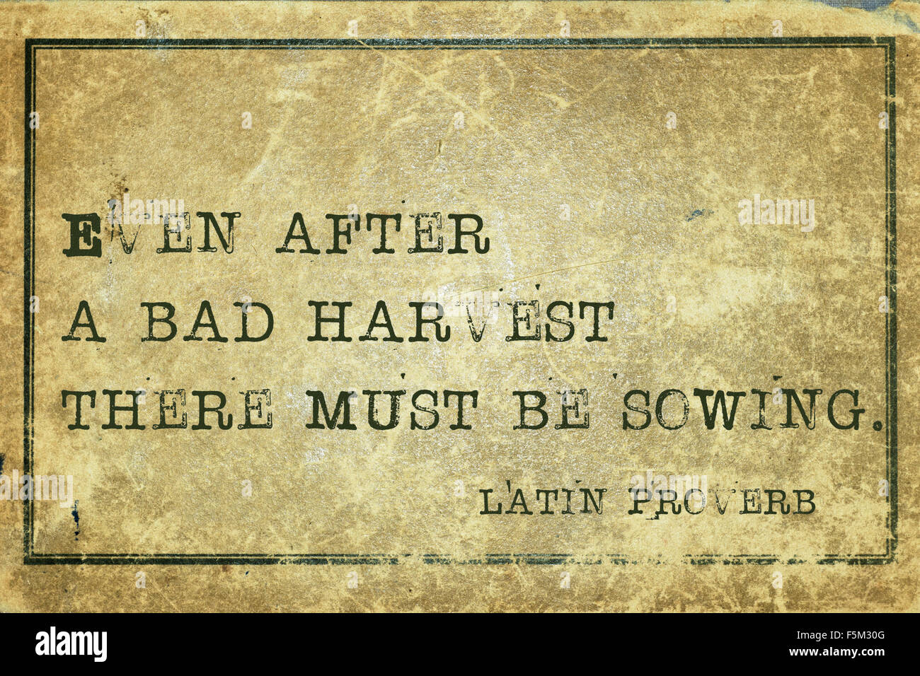 Even after a bad harvest there must be sowing - ancient Latin proverb ...