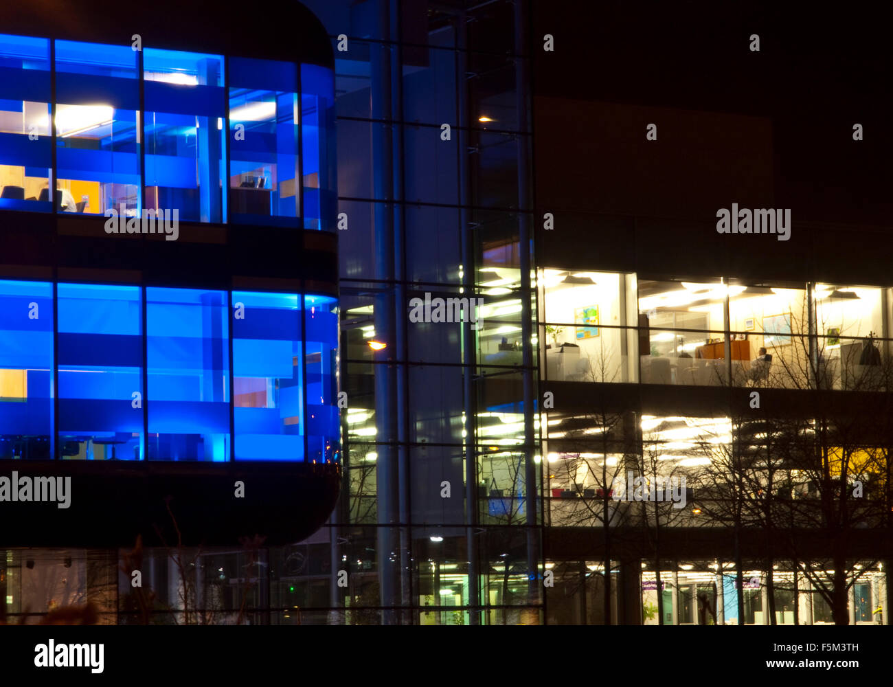 Night time at the Experian Sir John Peace Building in Nottingham ...