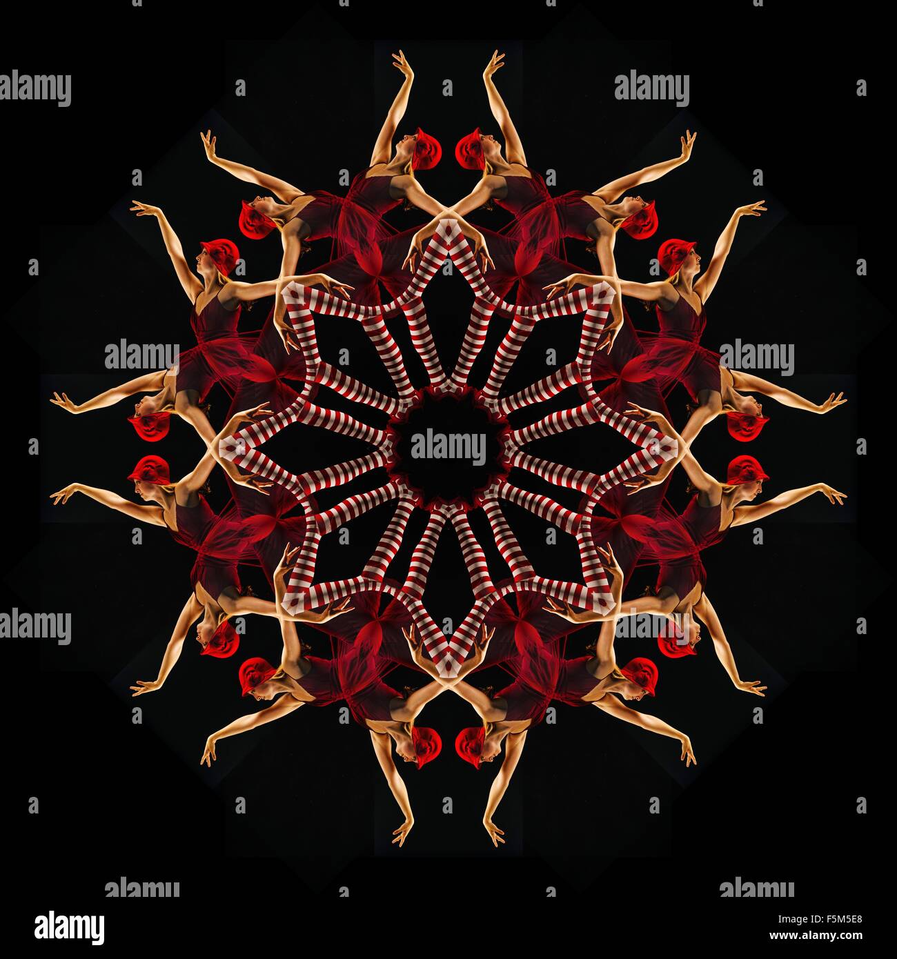 Mandala pattern created by multiple exposure of young woman's wearing ...