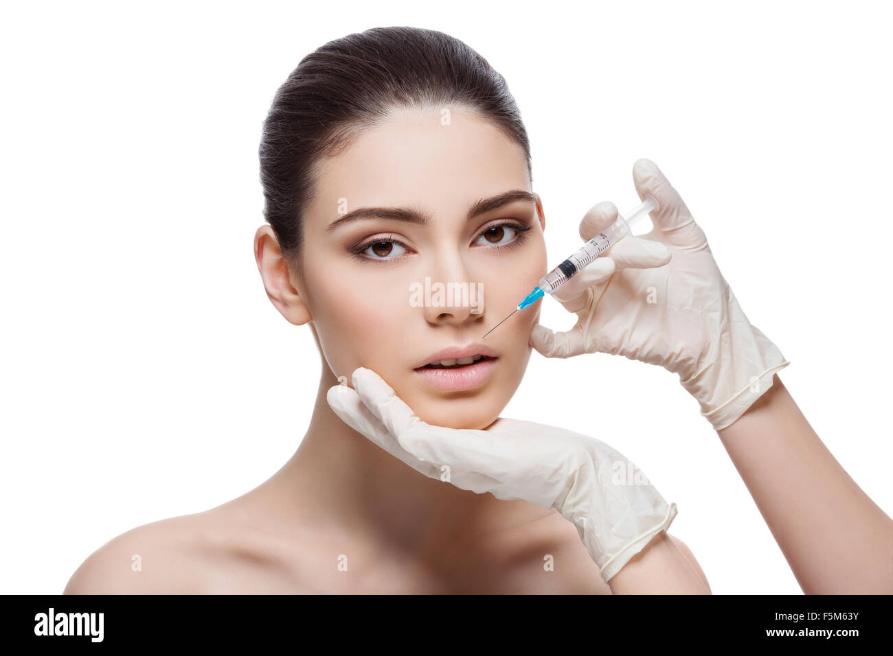 Woman gets collagen injection Stock Photo - Alamy