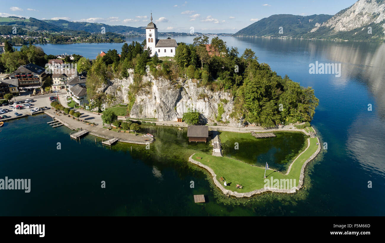 Traunkirchen,Lake Traunsee,upper Austria, gmunden, aerial view, Traun ...