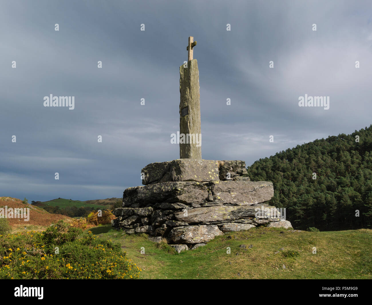 Taliesin monument Llyn Geirionydd Conwy North Wales UK Taliesin was 6th ...