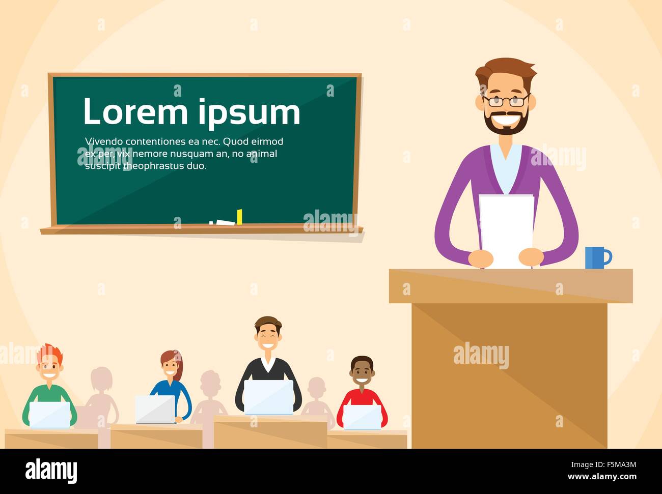 University Professor Lecture Speech Teacher College Class Stock Vector ...