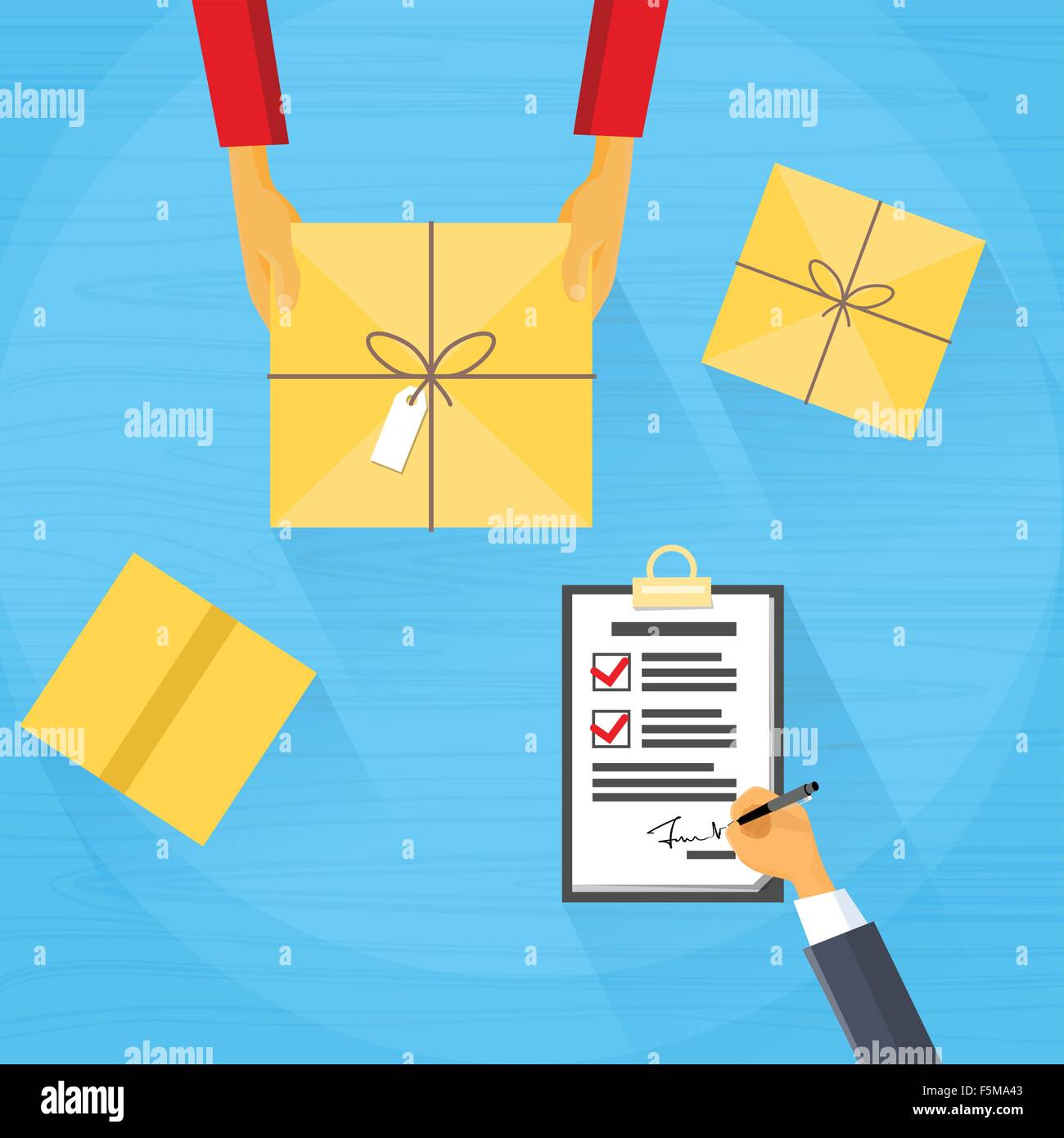 Delivery Service Package Box Receiving Courier Hands Stock Vector Image ...