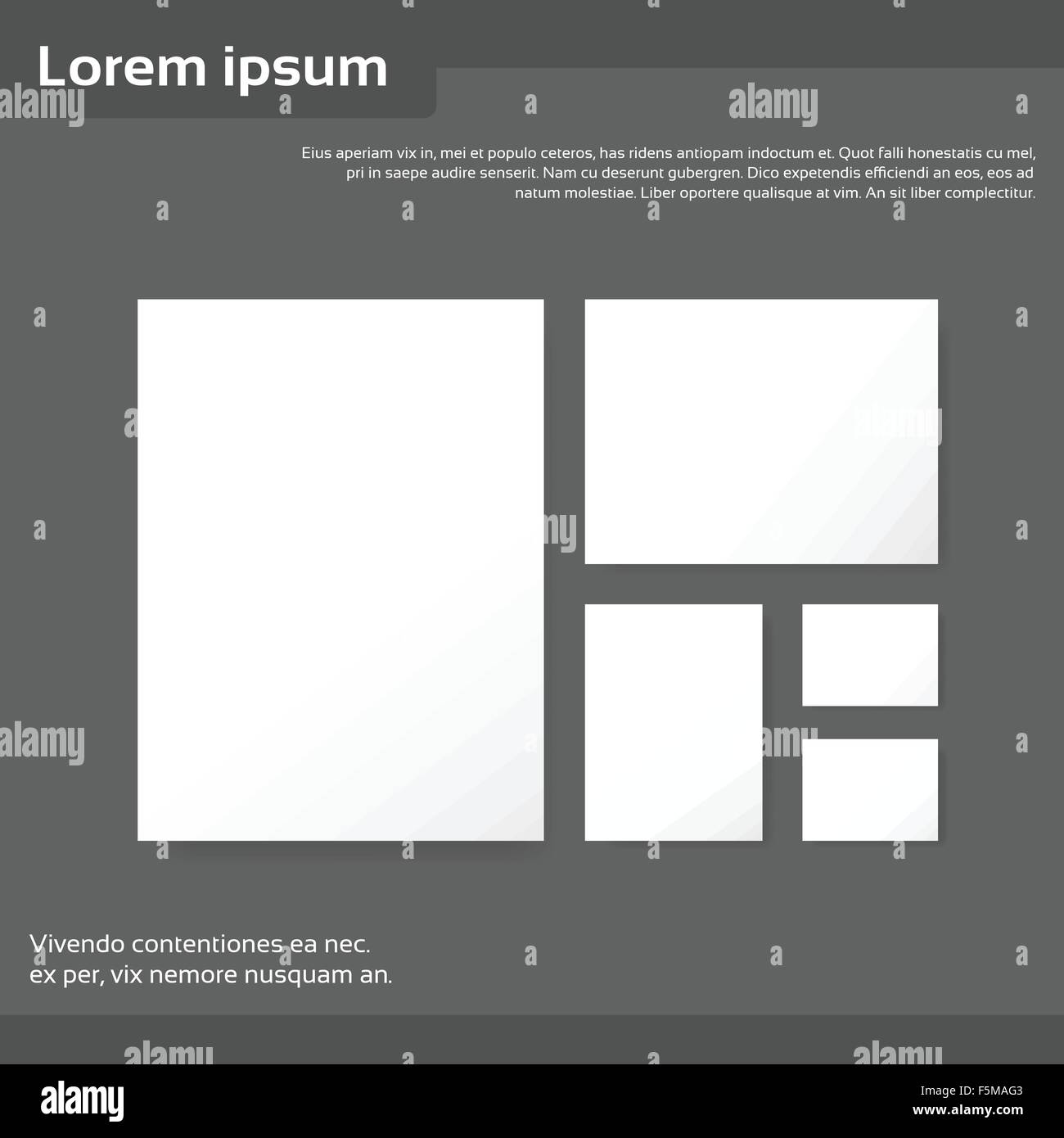 Blank Empty Sheet Business Mock Up White Page Card Set Paper Banner ...