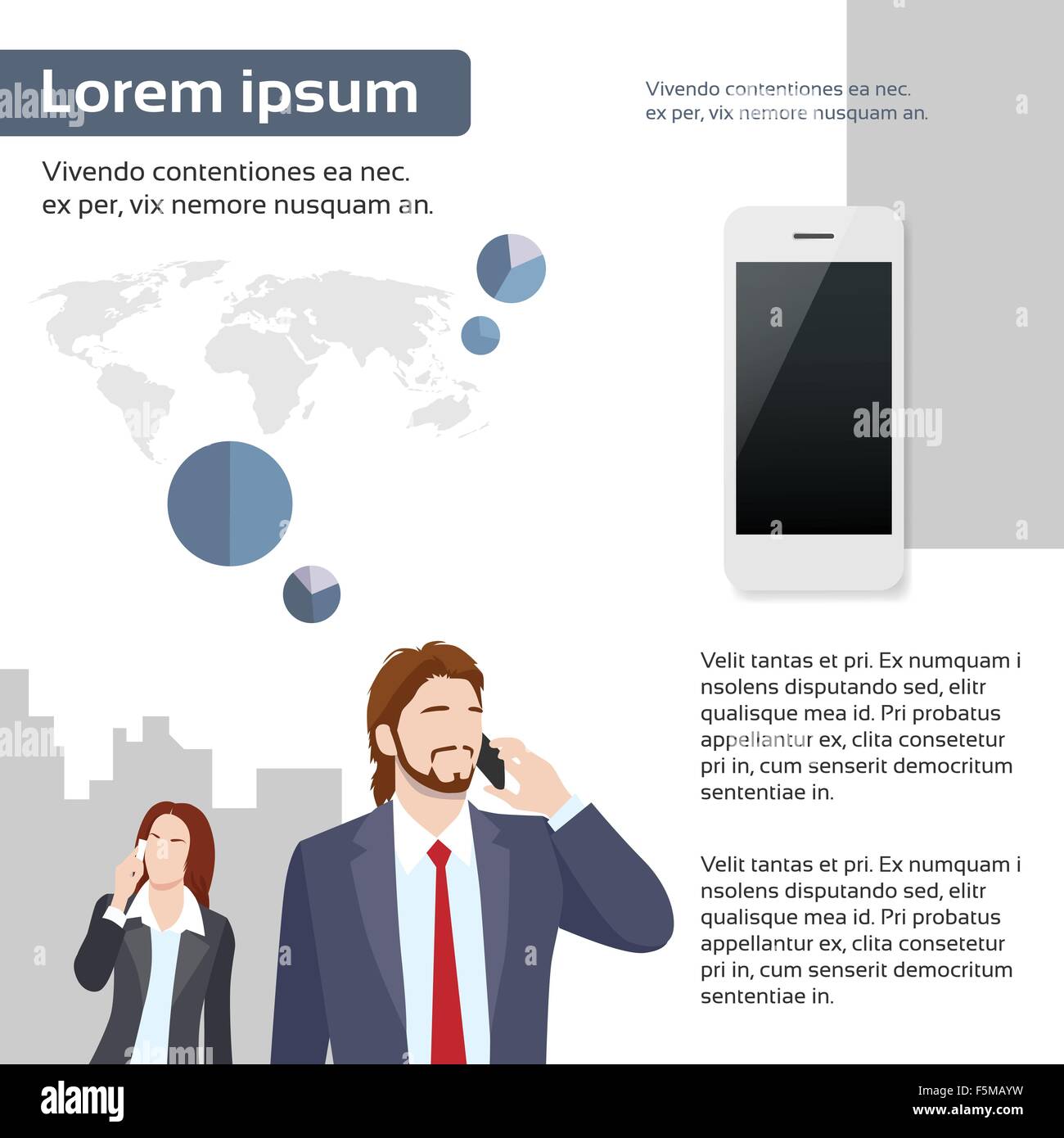 Businesspeople Chat Smart Phone Talk Infographics Communication Web ...