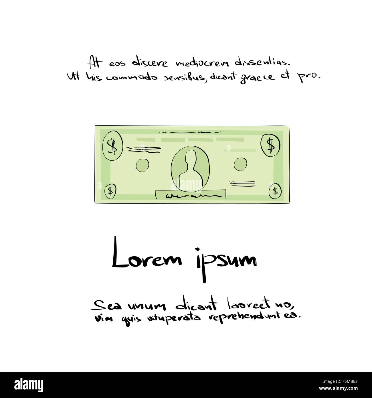 Dollar Currency Banknote Green Hand Draw Color Icon Vector Stock Vector ...