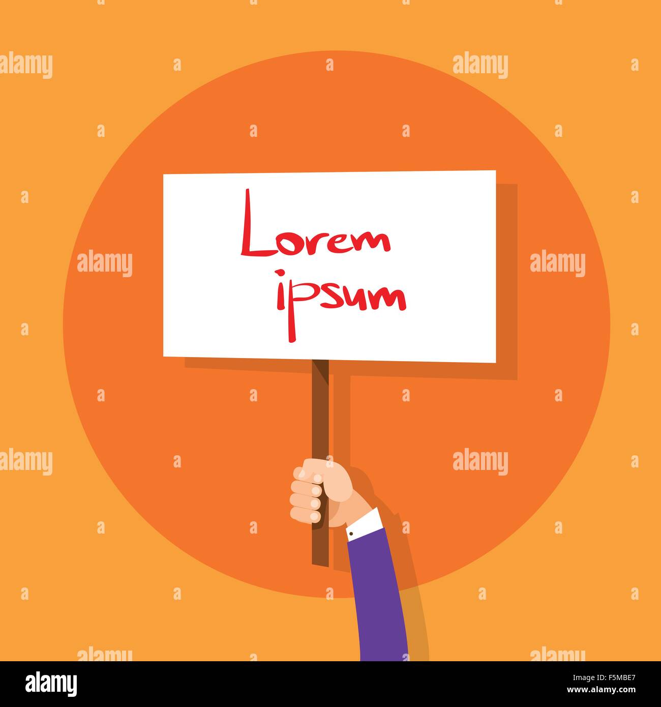Hand Hold Placard Sign Board Blank with Copy Space Flat Stock Vector ...