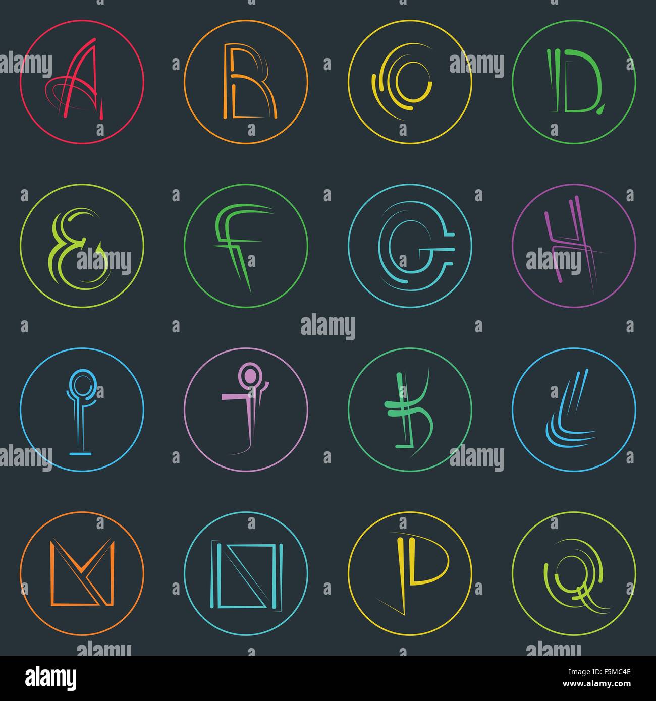 Abstract Logo Icons Set Thin Line Simple Colorful Collection Minimalistic Style Stock Vector ...