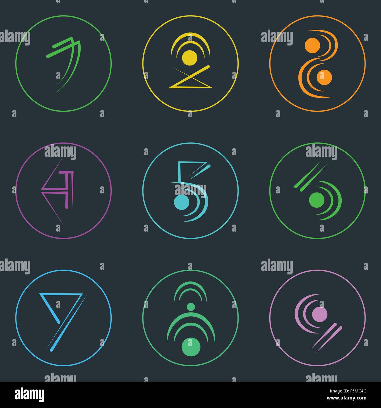 Abstract Logo Icons Set Thin Line Simple Colorful Collection Minimalistic Style Stock Vector ...