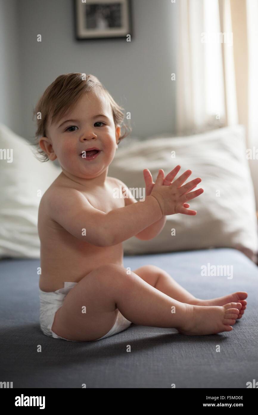 Baby boy wearing nappy hi-res stock photography and images - Alamy