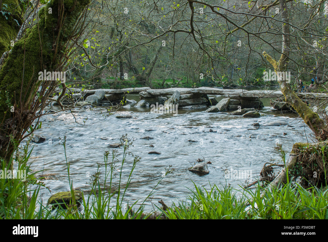 Tarr Steps Clapper Bridge and the River Barle, Devon, UK Stock Photo ...