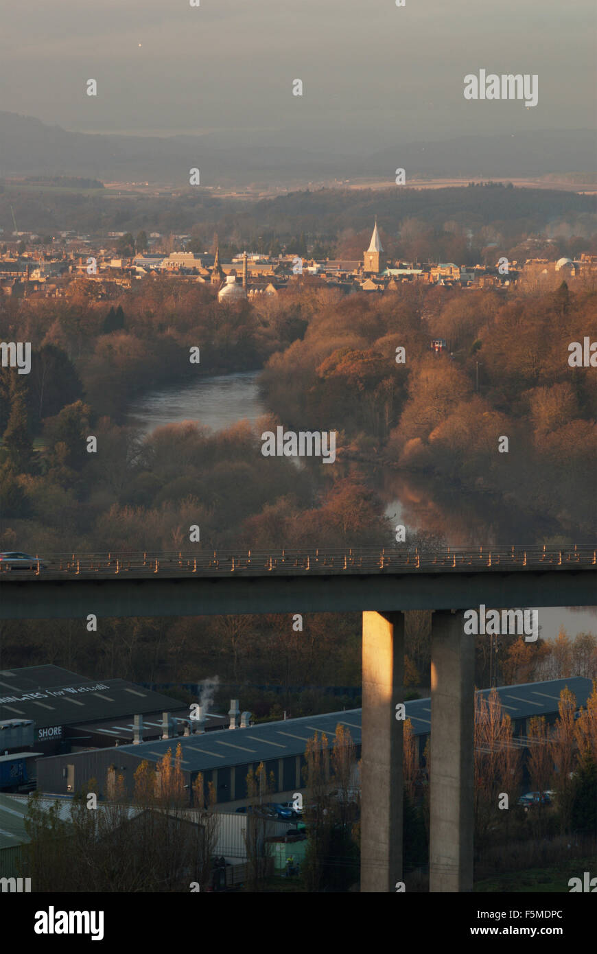 Perth and the river Tay, looking to north west across the Friarton ...