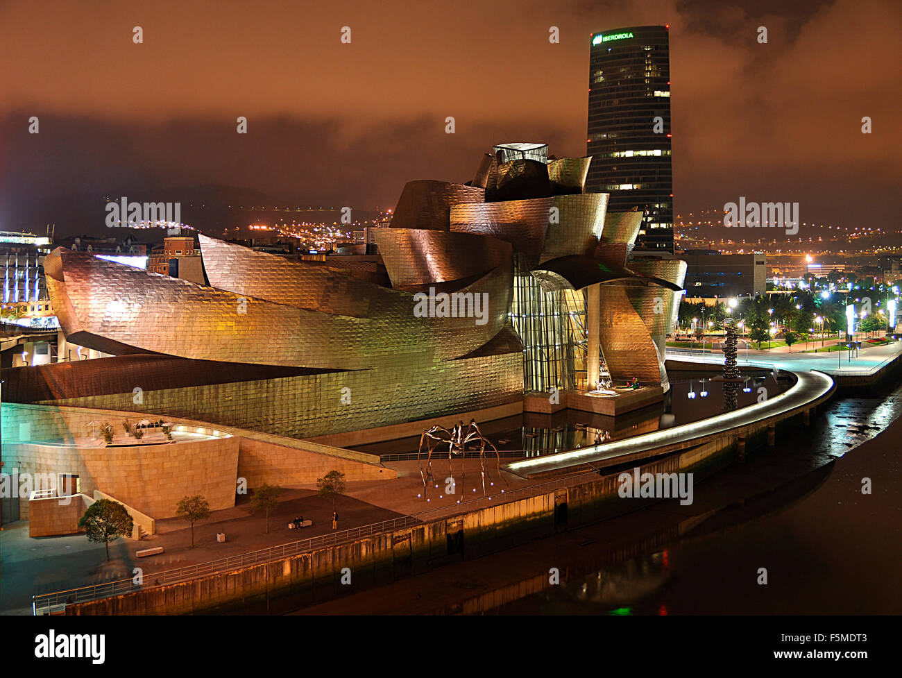 Guggenheim Museum at night, architect Frank Gehry, Bilbao, Basque ...
