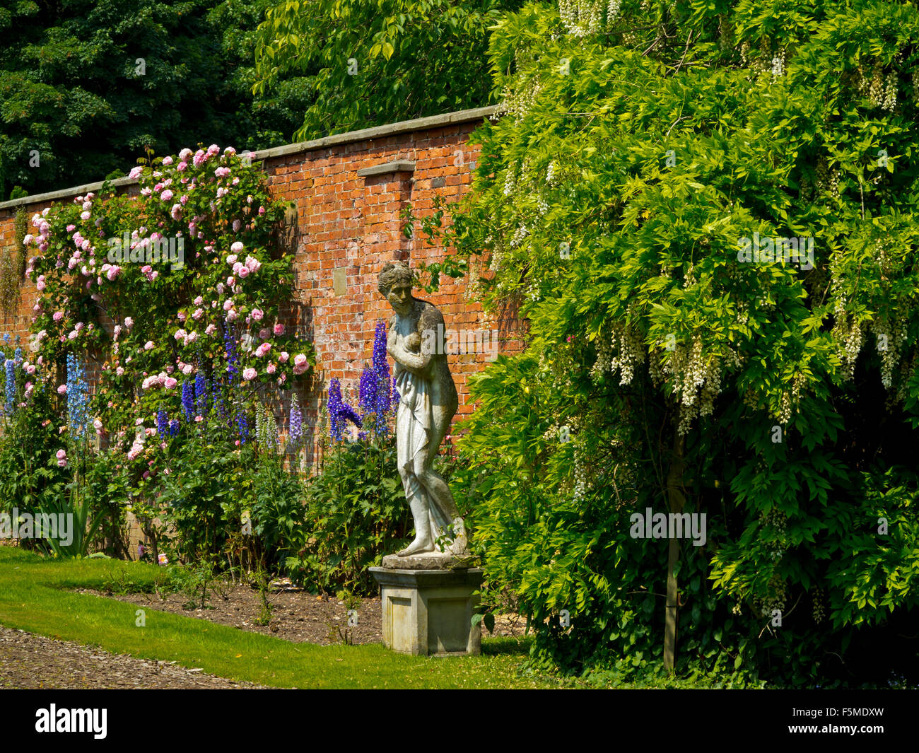 Statue near Rose Garden at Hopton Hall in the Derbyshire Dales Peak ...