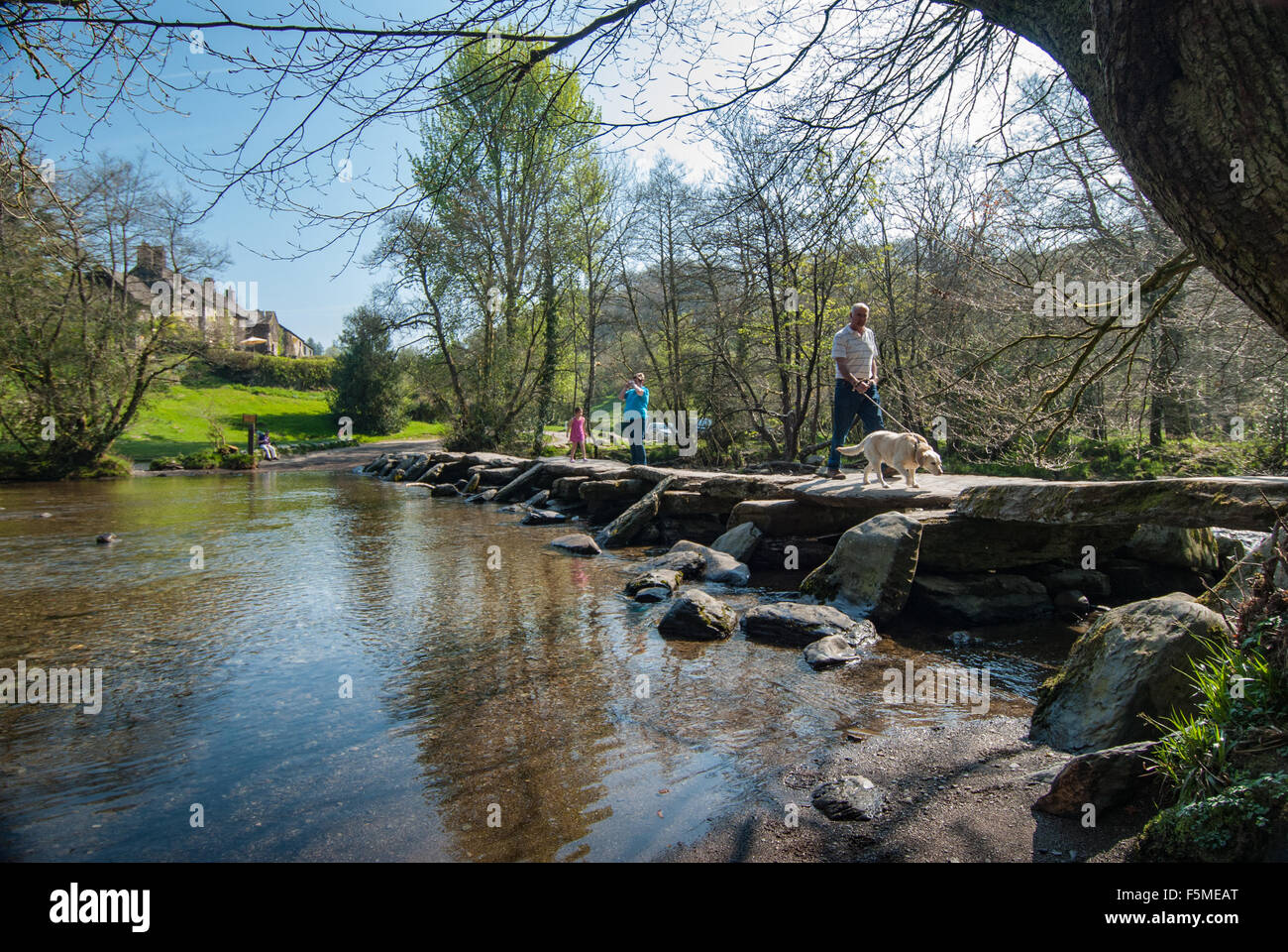 Tarr Steps Clapper Bridge and the River Barle, Devon, UK Stock Photo ...