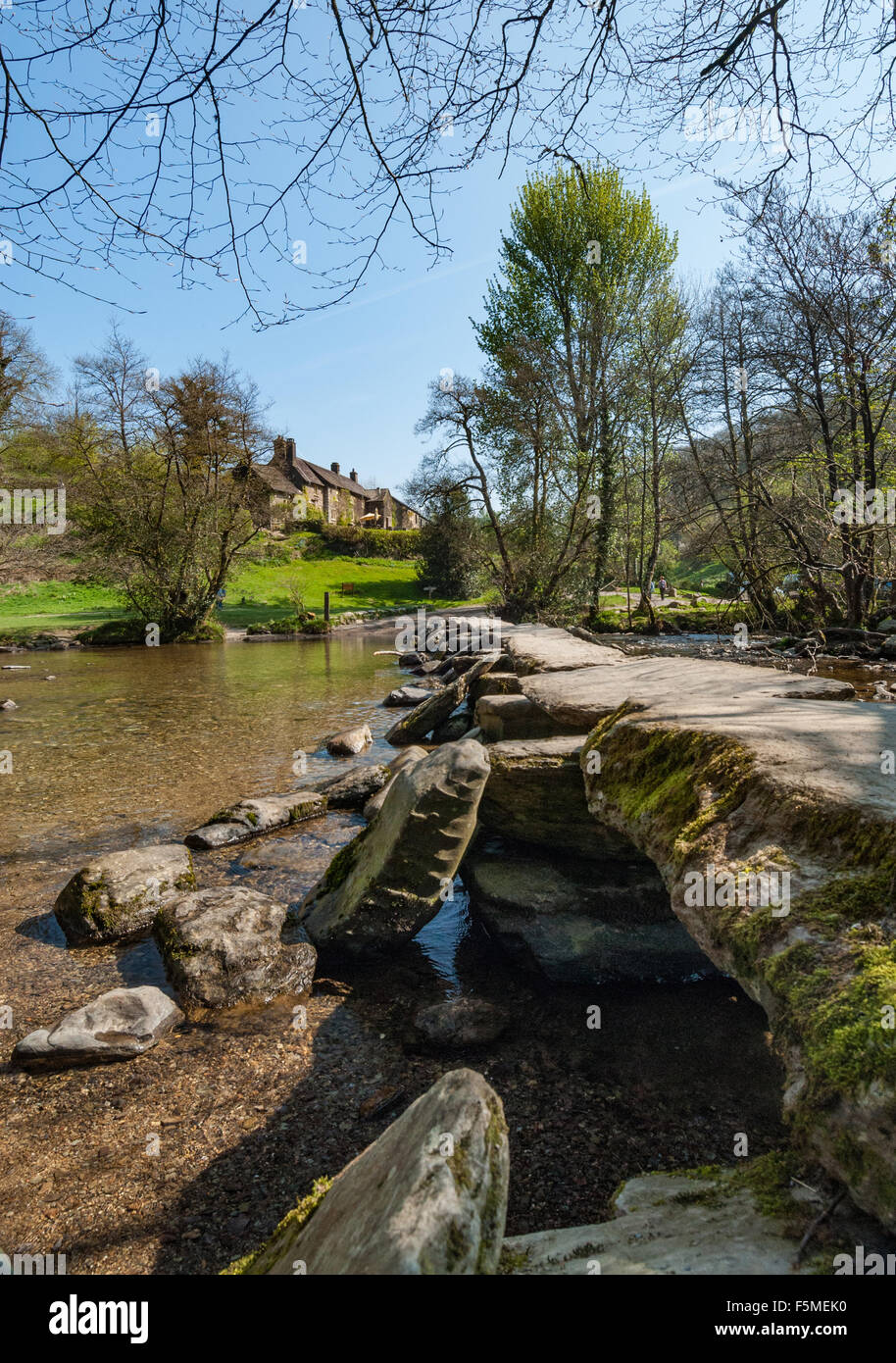 Tarr Steps Clapper Bridge and the River Barle, Devon, UK Stock Photo ...