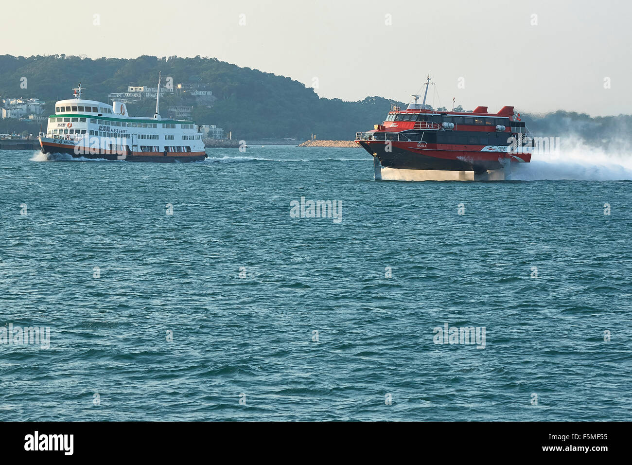 TurboJET Jetfoil (Hydrofoil) En-Route From Macau To Hong Kong, Passing ...