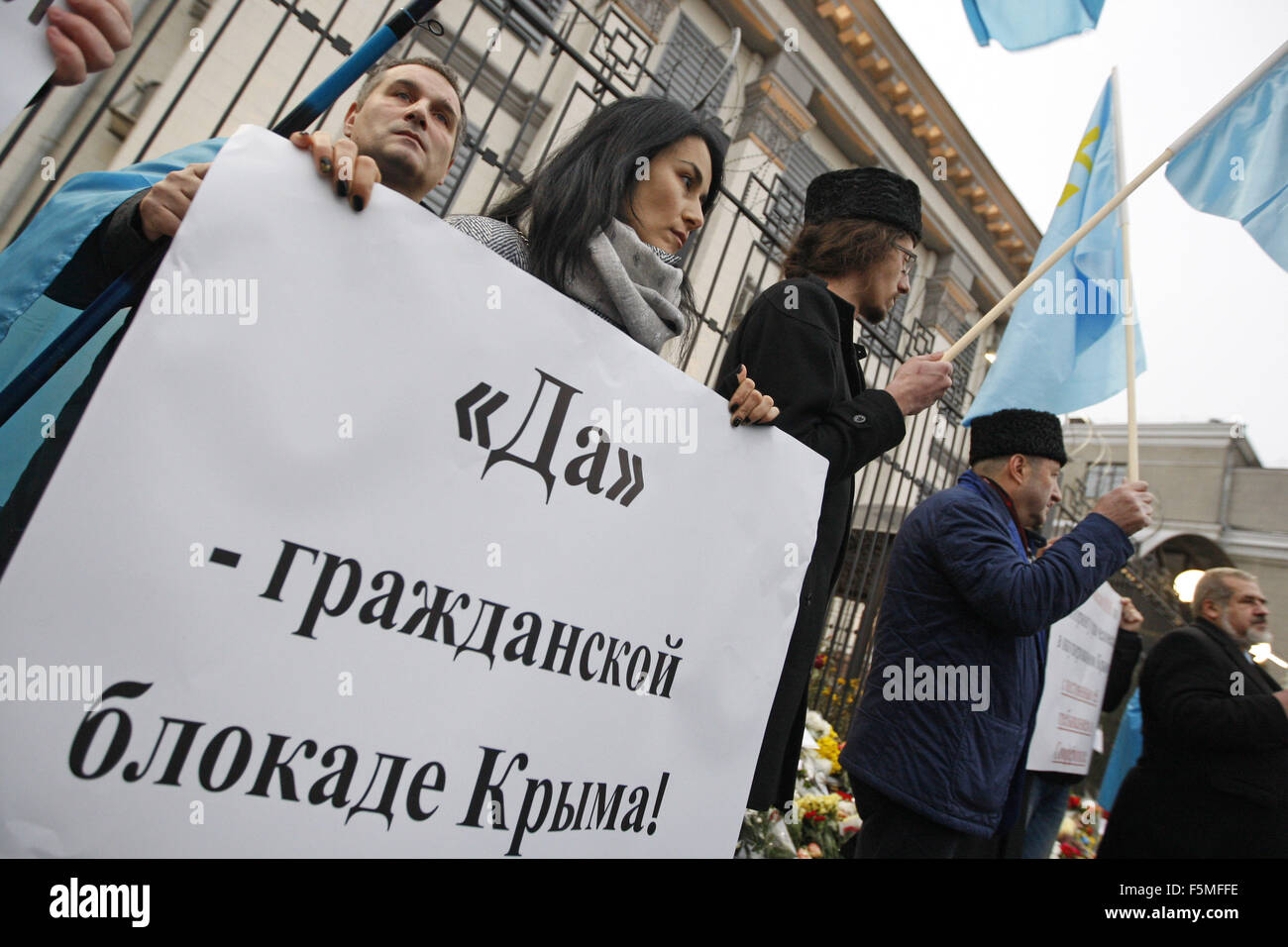 Nov. 6, 2015 - Kiev, Ukraine - Crimean Tatars and Ukrainian activists ...