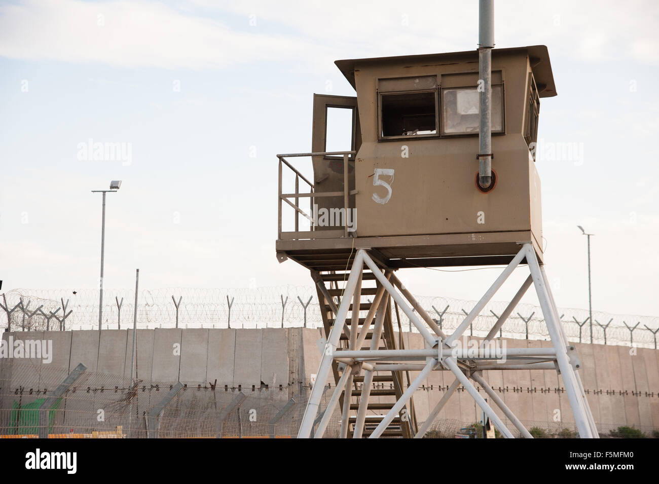 A watchtower at Israel's Ofer military prison stands on occupied ...