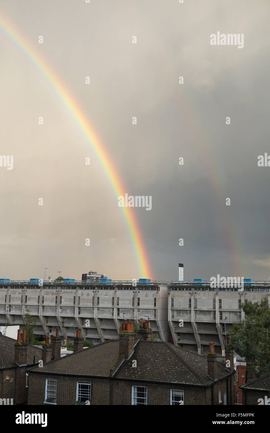 A rainbow over North London, England Stock Photo - Alamy