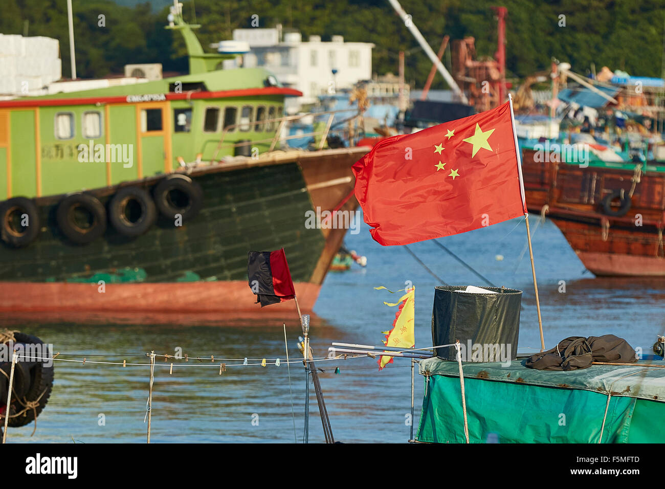 Chinese Flag Flying From A Commercial Fishing Boats Moored In Cheung ...
