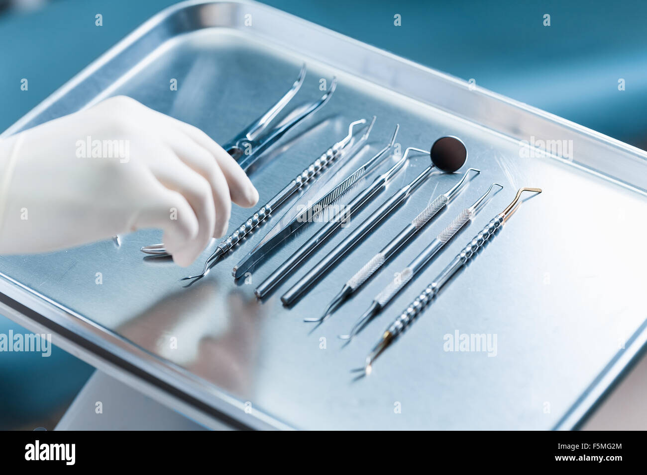 Set of metal medical equipment tools for teeth dental care Stock Photo ...