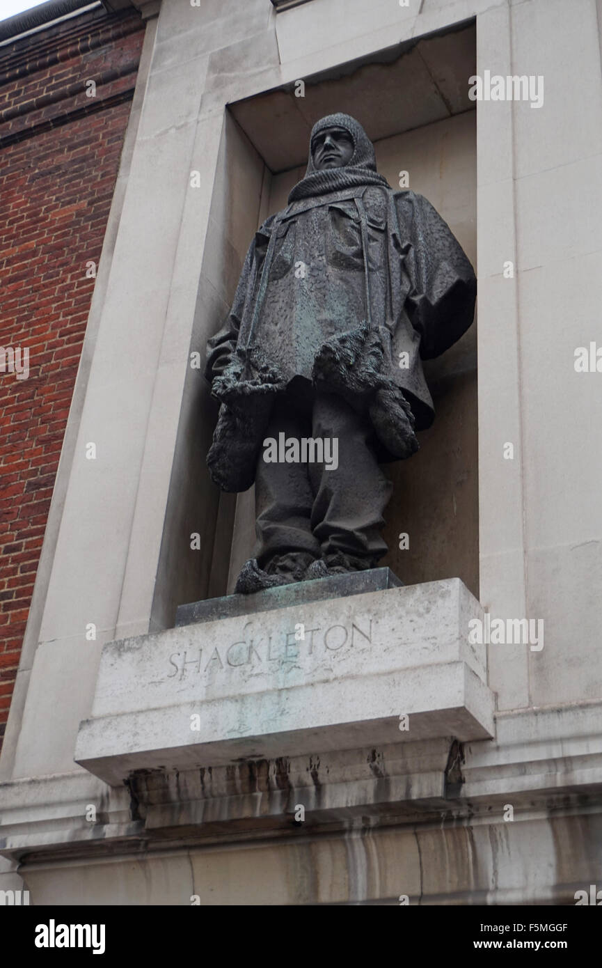 A statue of Antarctic explorer Ernest Shackleton, Royal Geographical ...