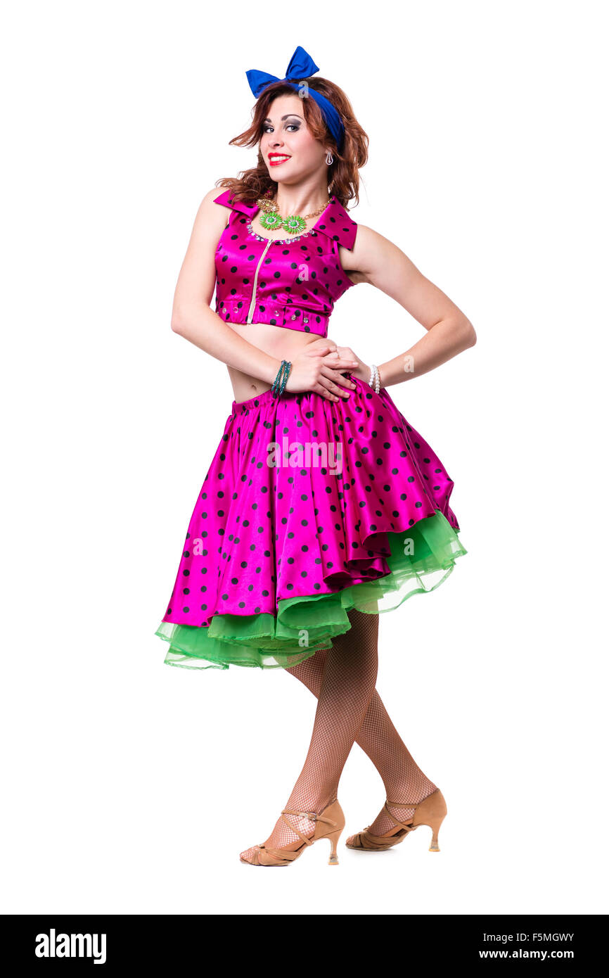 Disco dancer showing some movements against isolated white Stock Photo ...