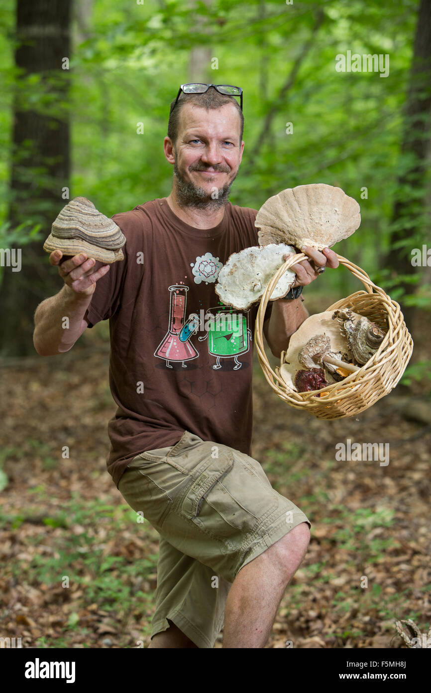 Mushroom hunting in the South Carolina woods Stock Photo - Alamy