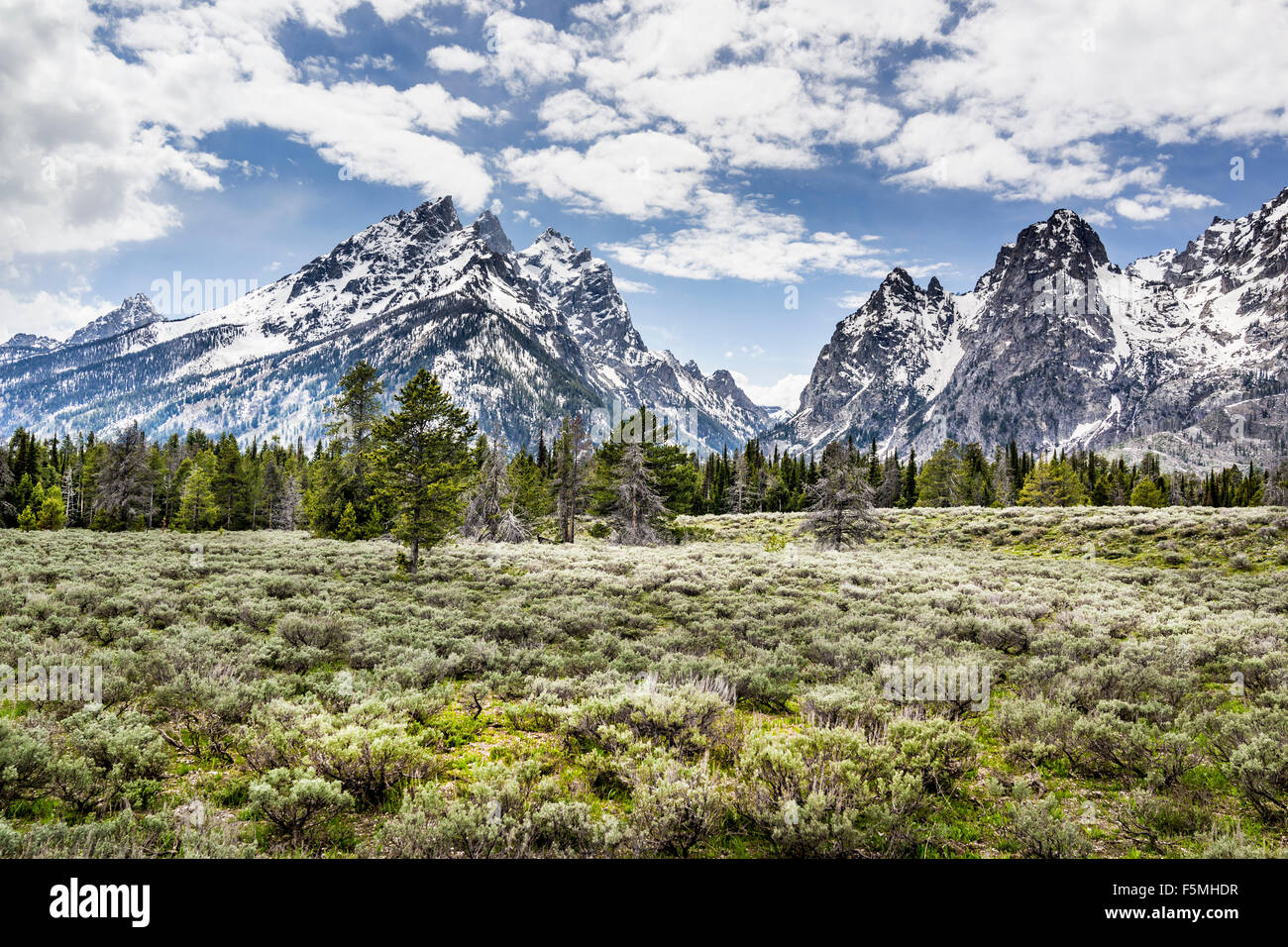 Mountain range at Grand Tetons National Park Stock Photo - Alamy