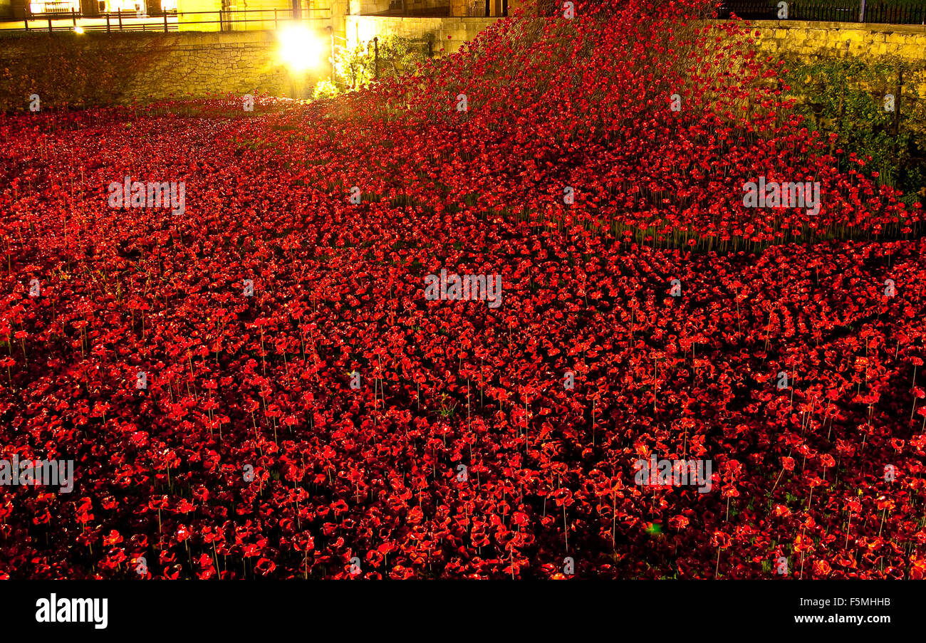 The poppy cascade from the Tower of London installation commemorating ...