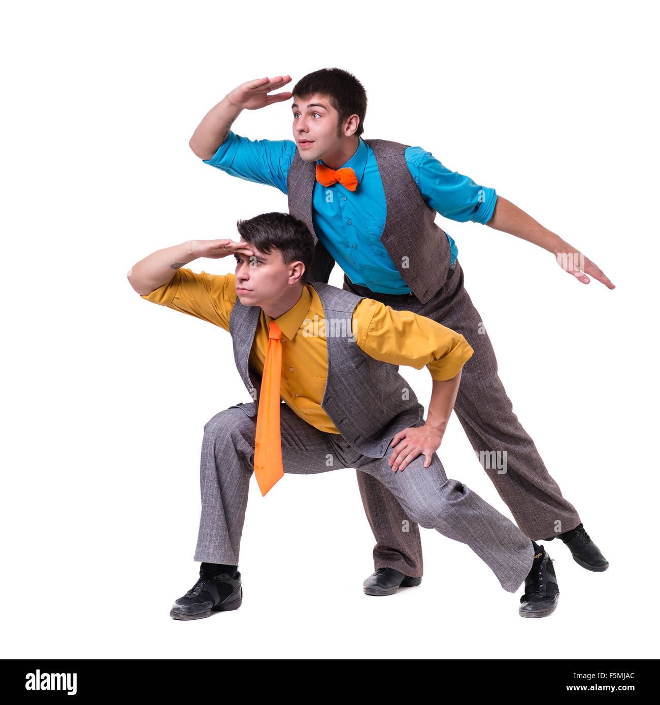 Disco dancers showing some movements against isolated white Stock Photo ...
