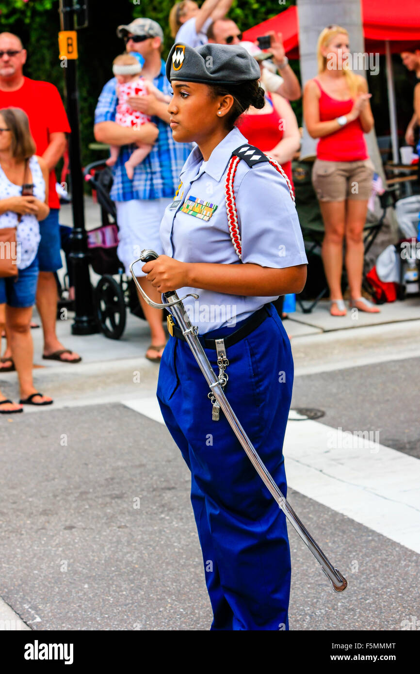 ROTC Cadet Captain with her honor sword takes part on the Memorial Day ...