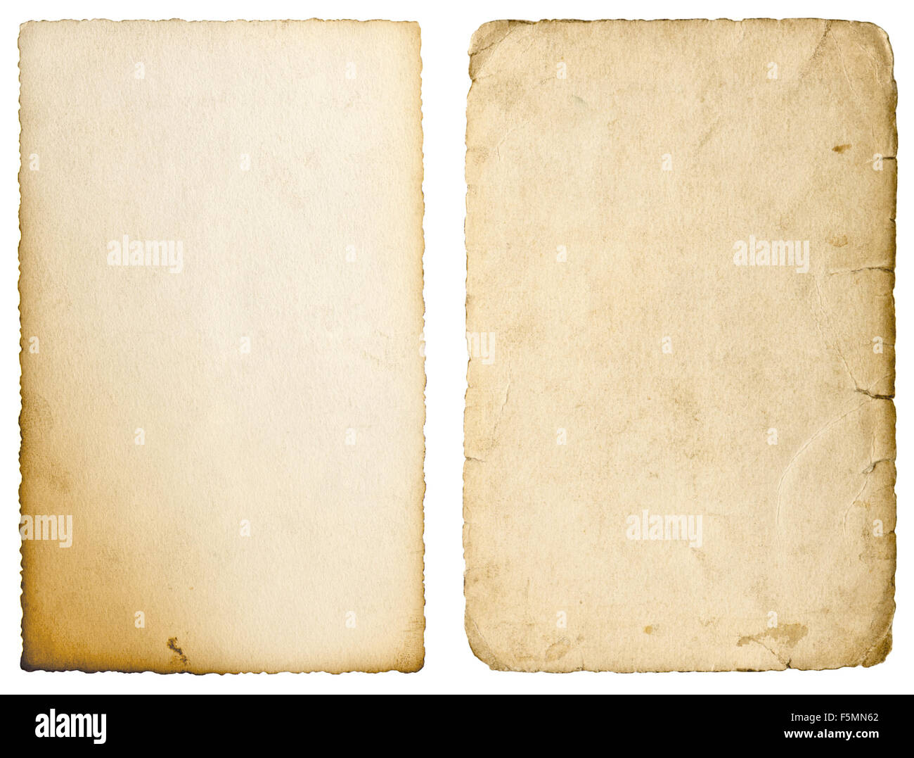 Old paper sheets with edges isolated on white background. Used texture ...