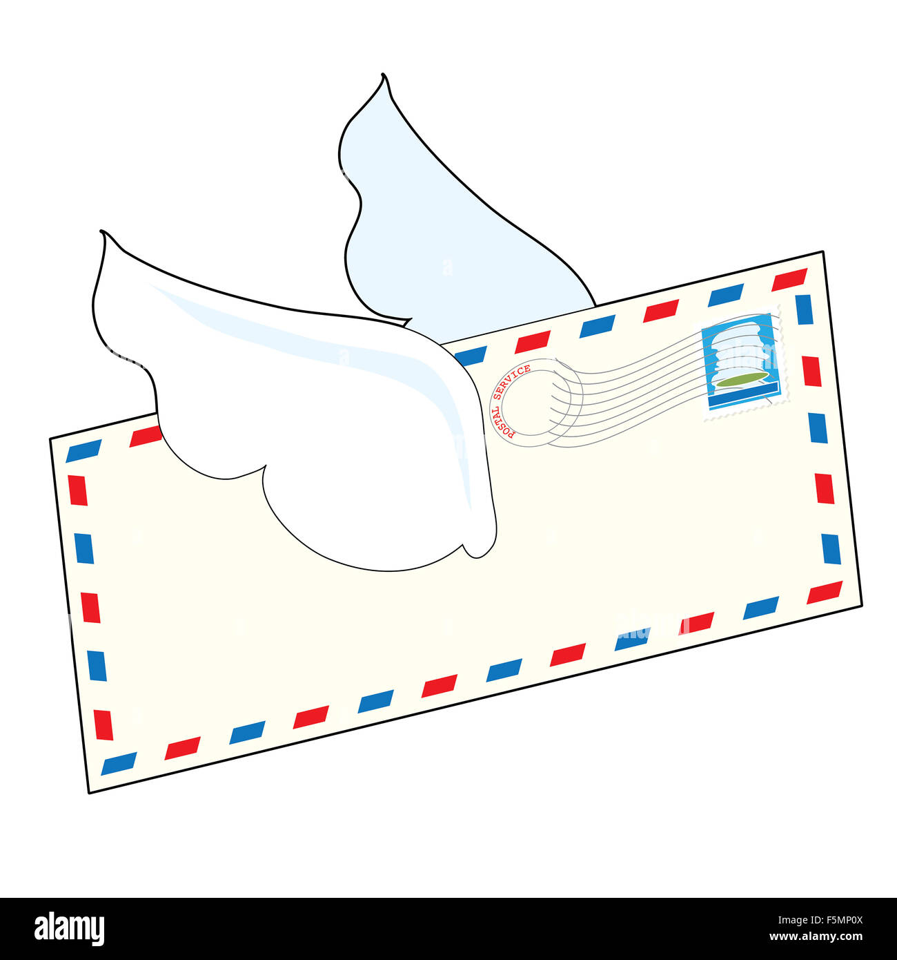 An airmail letter with wings is flying through the air Stock Photo - Alamy