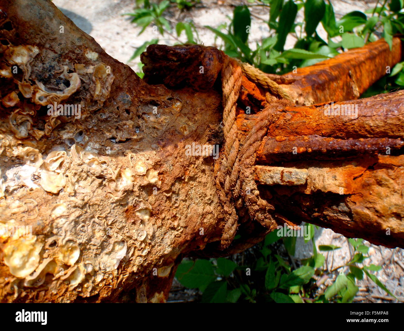 Detail of rusting Anchor on the beach at Halong Bay, Vietnam. Unesco ...
