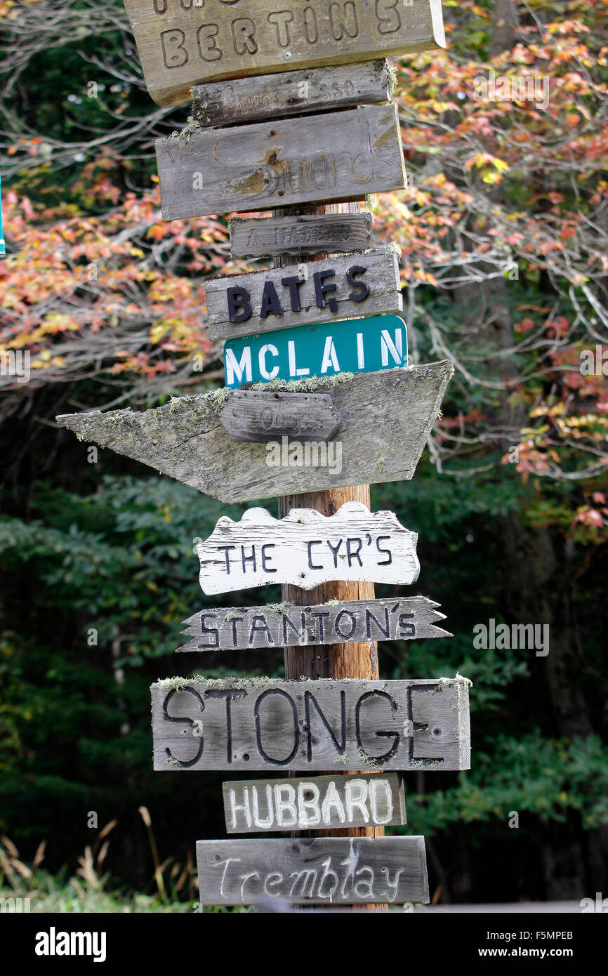 Mail boxes signs Fall Foliage Androscoggin River Coos County New ...
