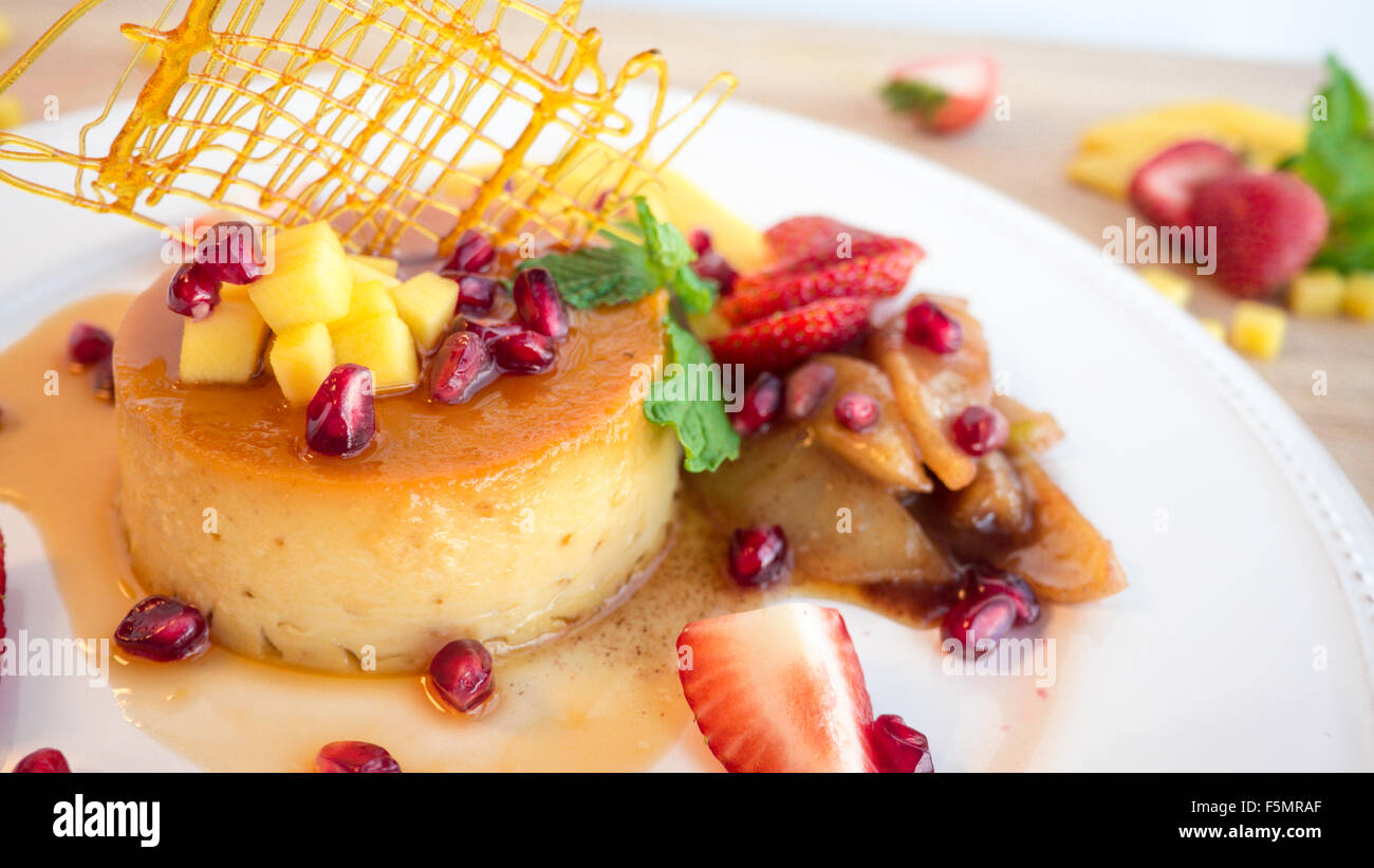 Butternut Squash Flan with Fruit Stock Photo - Alamy