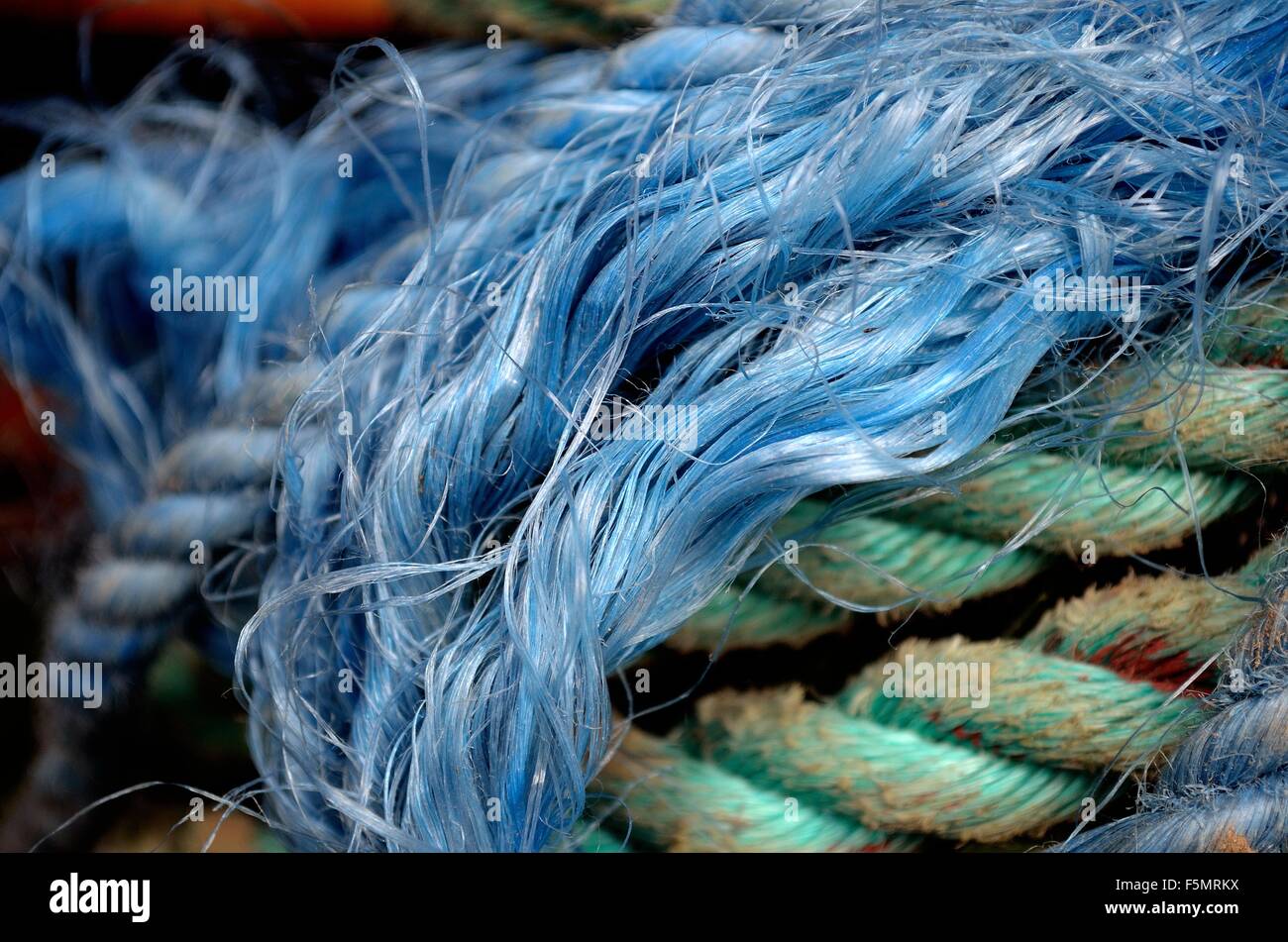 blue and green nylon rope macro photo Stock Photo - Alamy