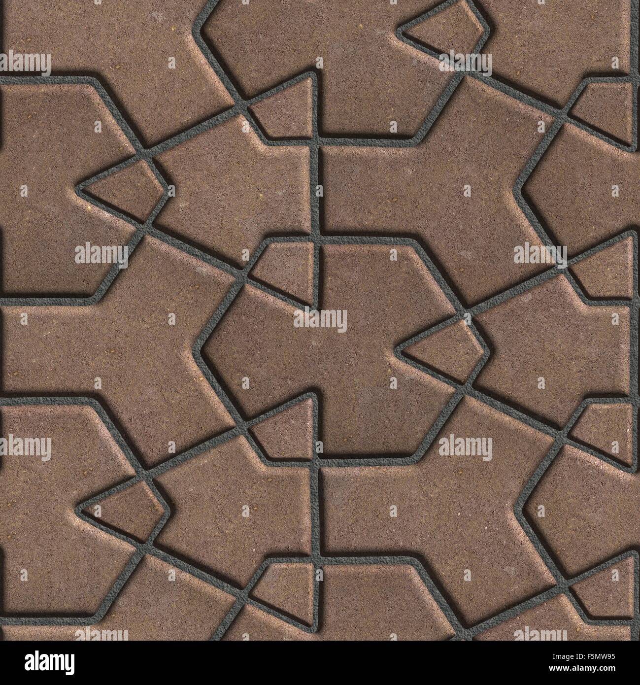 Brown Paving Slabs Built of Crossed Pieces a Various Shapes. Seamless ...