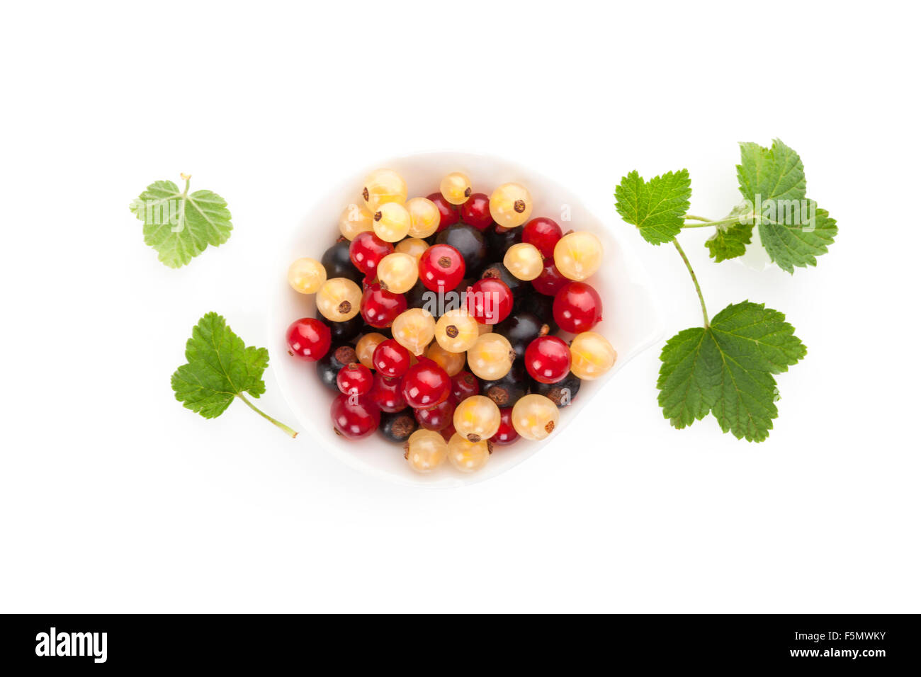 Red, white and black currant isolated on white background with ...